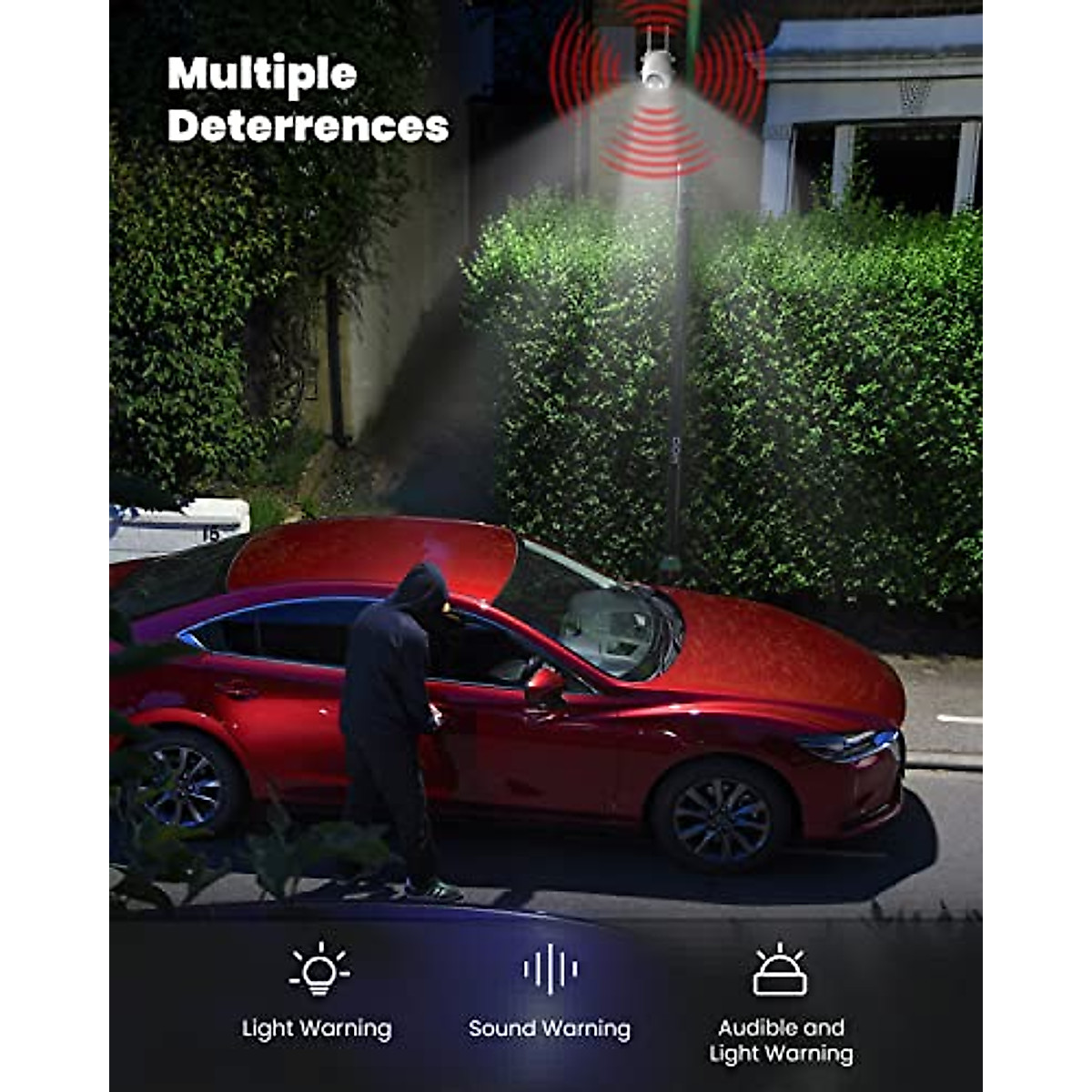 ieGeek Security Cameras Wireless Outdoor 2 Pack, 2K Outdoor Camera Wireless WiFi 360° PTZ Camera, Solar Security Camera with Spotlight/Siren/Motion Detection/3MP Color Night Vision, Works with Alexa