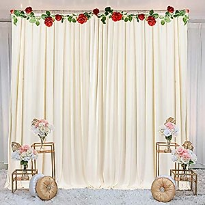 10ft x 10ft Champagne Backdrop Curtain for Baby Shower Wrinkle Free Backdrop Drapes Panels for Parties Wedding Bridal Shower Birthday Photo Photography Polyester Fabric Background Decoration
