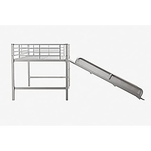DHP Junior Twin Metal Loft Bed with Slide, Multifunctional Design, White with White Slide