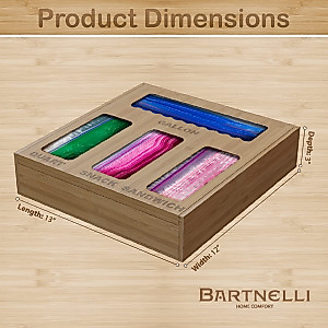 Bartnelli sandwich Bag Organizer Storage for Kitchen Drawer Organization, Plastic Sandwich Baggie Holder Dispenser | Compatible With All Brands and Sizes