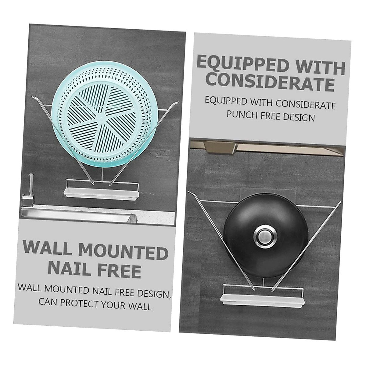 Holibanna 1 Pc Wall Mounted Pot Lid Rack pan lid mounted hanger wall mount drying clothes rack pan cover rack Kitchen clothes hanger stand Pot Cover Rack Storage Stainless steel wall bracket