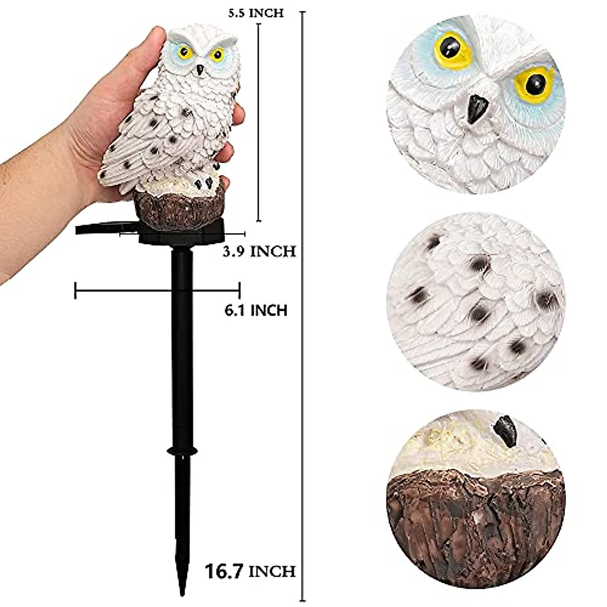 DAZZLE BRIGHT 2 Pack Owl Figure Solar LED Lights, Resin Garden Waterproof Decorations with Stake for Outdoor Yard Pathway Outside Patio Lawn Decor to Scare Birds Away