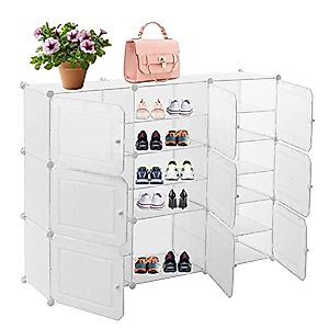 Portable Shoe Rack, 36/48 Pair DIY Shoe Storage Shelf Organizer, Shoe Cabinet with Doors, Multifunctional Shoe Box for Doorway, Bedroom, Bathroom,Universal Shoe Storage Boxes For Men And Women (36)