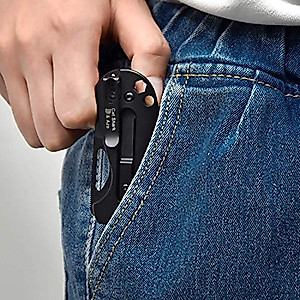 Kizer Catshark Non-Locking Folding Knives 1.95 Inch Blade, Pry Bar, Fire Starter Rod and Deep Carry Clip -V2561 (Black Titanium/Micarta Handle+N690 Blade)