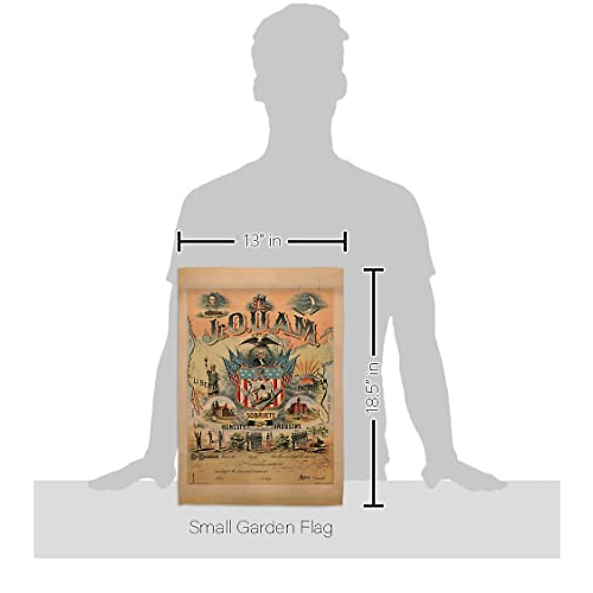 Americana Home & Garden Jr. O. U. A. M. Garden Flag Set Wood Dowel Americana US Historic July Memorial Veteran Independence United State American House Banner Small Yard Gift Double-Sided, Made In USA