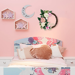 Martine Mall 14In Artificial Peony Flower Wreath Half Circle Wreath Front Door Wreath for Spring Summer Floral Wreath with Eucalyptus Leaves Home Garden Party Wedding Mother Valentines Day Decor