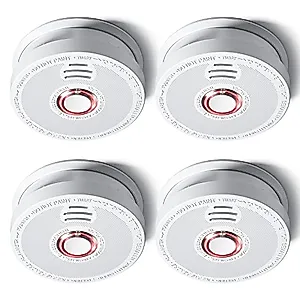 SITERLINK Smoke Detectors Battery Operated, Smoke Alarm with Test-Silence Button, Photoelectric Sensor Fire Alarms Smoke Detectors with LED Lights, UL Listed Fire Alarm for House, GS528A, 4 Packs