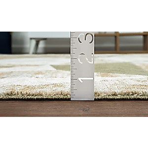 Abani Savoy Collection Area Rug - Green and Cream Geometric Design - 7'9"'x10'2 -Easy to Clean - Durable for Kids and Pets - Non-Shedding - Medium Pile - Soft Feel -for Living Room, Bedroom & Office