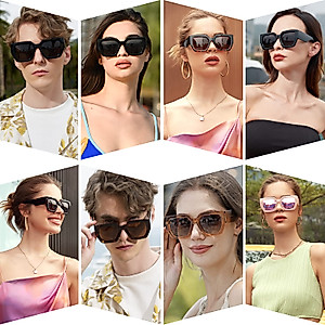 Oversized Square Polarized Sunglasses for Women Trendy Classic Retro Large Frame Black Sunglasses Ladies Shades UV400 Protection