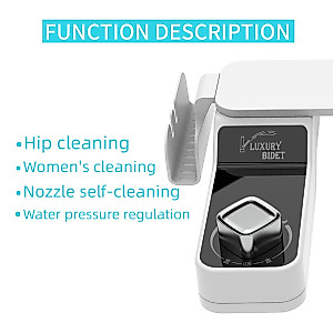 Bidet Toilet, Toilet Bidet, Bidet Toilet Seat, Ultra-Slim Self Cleaning, Dual Nozzle (Frontal & Rear Wash) Fresh Cold Water Pressure Adjustable, Non-Electric Bidet Attachment for Toilet Foldable