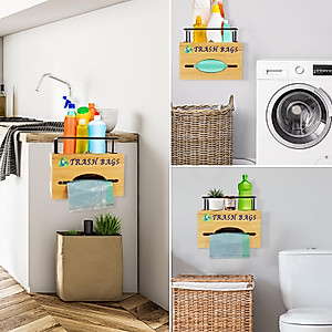 Dawnarriv Large Trash Bag Dispenser, Kitchen Garbage Bag Holder, Bamboo Trash Bag Organizer, Wall Mounted or on Countertop, Compatible with Big and Small Plastic Bags Rolls