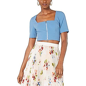 Jill Jill Stuart Womens Crepe Square Neck Crop Top Blue 6