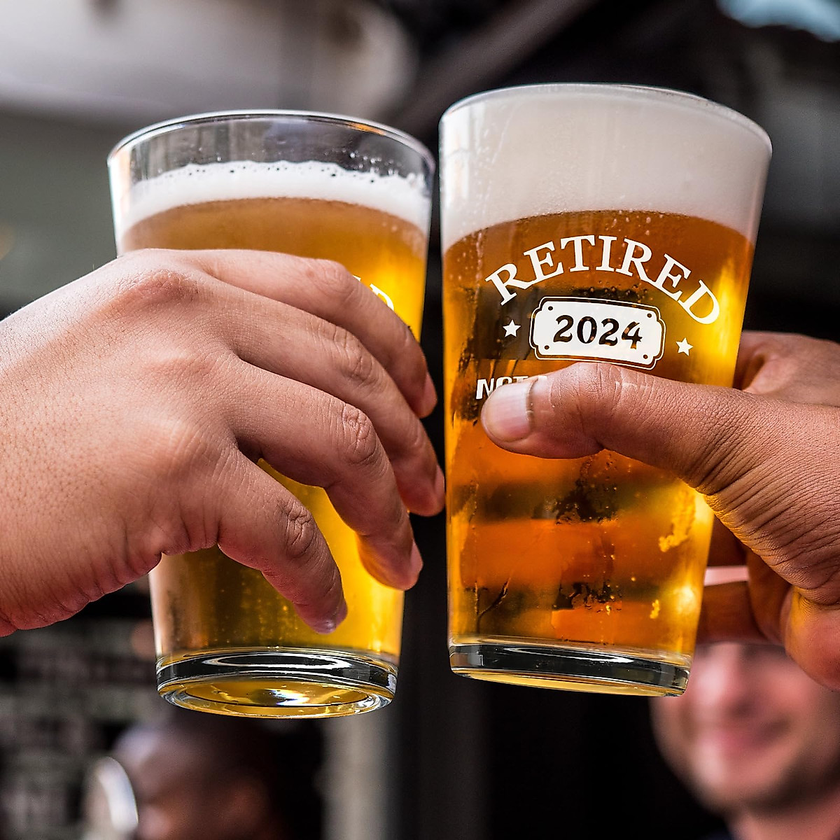 DAZLUTE Retirement Gifts for Men, Retired 2024 Not My Problem Anymore Beer Glass, Funny Retired Gifts for Boss Coworker Husband Teacher Friends Dad Grandpa, 15 Oz Beer Pint Glass