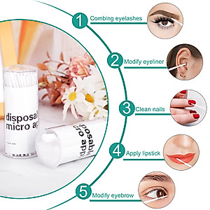 Dming 200 Pieces Disposable Micro Brush Applicator Microswabs for Eyelash Extension Removing Tools, Mini Cotton Swab Brushes for Makeup and Personal Care (White)