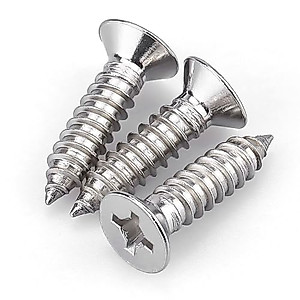 RoyceMart #10 x 3/4" (100 pcs) Stainless Flat Head Phillips Drive Sheet Metal Tek Screws, 304 (18-8) Stainless Steel Screw for Wood, Countersunk Head Wood Screw, Self Tapping Screws