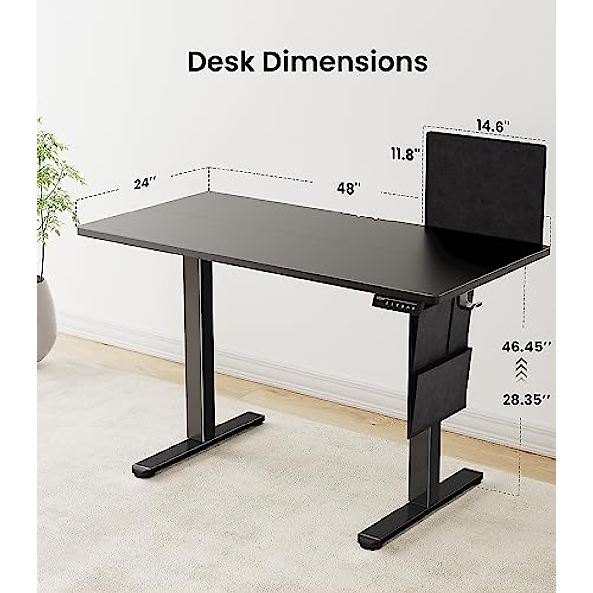 ErGear Adjustable Height Electric Standing Desk with Storage Bag Dual Monitor Wall Mount for 17 to 32 Inch