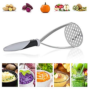 Joyoldelf Heavy Duty Potato Masher, Stainless Steel Integrated Masher Kitchen Tool & Food Masher/Potato Smasher with Non-slip Handle, Perfect for Bean, Vegetable, Fruits, Baby Food, Avocado, Meat