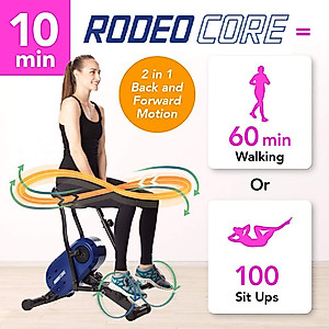 Daiwa Rodeo Core Compact Exercise Equipment For Home Workouts - Full Body Fitness Machine Targets Abs, Legs, & Butt (Blue)