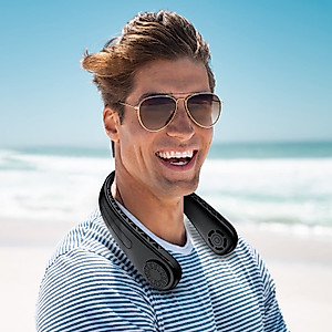 XUANYUQL Portable Neck Fan bladeless neck fan 3600mAh battery fans portable personal fan 360°Cooling Leafless Rechargeable USB Powered Desk Fan neck fan for women men 3 Speeds-Black