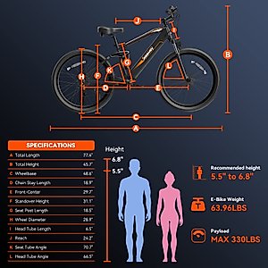 Electric Bike, 750W Electric Bike for Adults BAFANG Motor Electric Bicycle Ebike, 48V 15Ah Removable Battery, 27.5" Fat Tire E Bike, 28MPH Electric Mountain Bike Snow Beach City Road