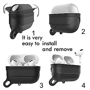 Waterproof case for Airpods Pro 2nd Generation 2022 and Airpods Pro 2019 ,Anti-Lost,Support Wireless Charging,. - Black