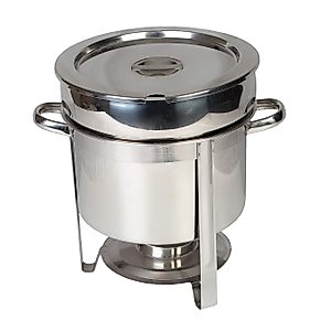 Thunder Group SLRCF8311 Marmite Chafer, 11 quart, 14-1/2" x 11-1/8" x 13-1/4"H, round, welded frame, lift-off lid, water pan, fuel holder, stainless steel, mirror-finish