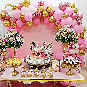 sherpaa Rose Red Pink Balloon Garland – Chrome Mauve Pink Gold Balloons,4D Foil Hot Pink Balloons for Wedding Birdal Shower Birthday Evening Party Decoration