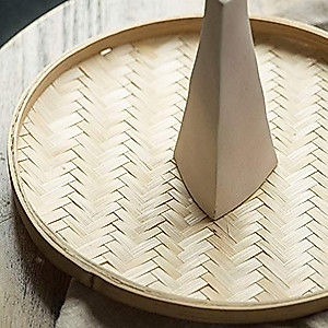 Balems Bamboo Tray Round Food Serving Tray Platte Rattan Basket Wicker Flat Woven Fruit Tray DIY Draw Decoration Supplies