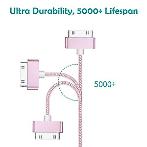 Yoodelife 3 Feet Replacement High Speed USB 2.0 Nylon Braided Sync and Charging Charger Cable Cord for Apple iPhone 4, 4s, 3G, 3GS, 2G, iPad 1/2/3 iPod Touch, iPod Nano - Rose Gold