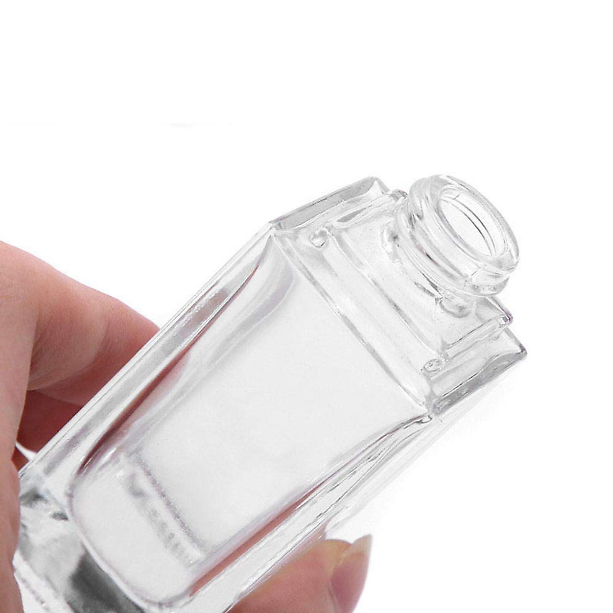 2 Pack 30ml/1 Oz clear Glass Foundation Bottle,Empty Refillable Square Lotion Bottle With Press Pump for Lotion Liquid Body Cream Cosmetic Travel Foundation Samples Vials-Pipette&Funnel Included