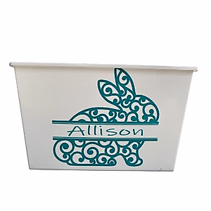 Personalized Easter Basket For Kids - Custom Bucket With Name - Pail for Gift With Handles - Decor (Pale Pink Bucket)