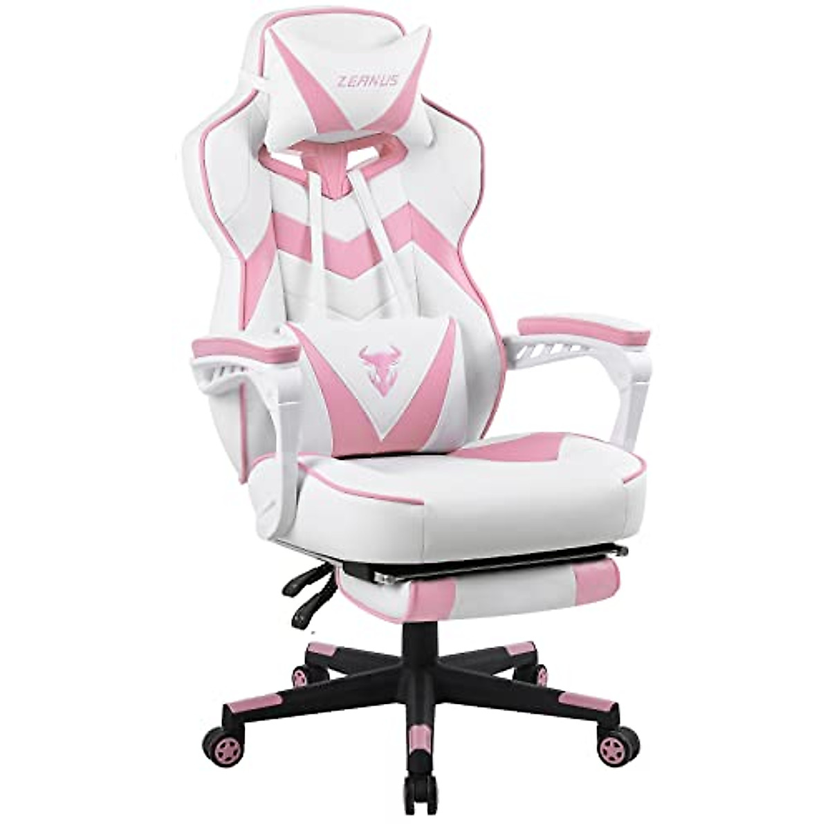 Zeanus Pink Gaming Chair, PC Gaming Chair for Girls, Reclining Computer Chair with Footrest, Ergonomic Gaming Computer Chair with Massage, Gaming Chair for Women, High Back Gaming Chairs for Adults
