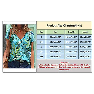 Toeava Womens Short Sleeve Tops, Womens Summer Loose T-Shirts V-Neck Fashion Boho Sea Turtle Print Tie Dye Blouse Tops Blue