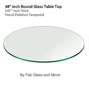 48" Inch Round Glass Table Top 3/8" Thick Pencil Polish Edge Tempered by Fab Glass and Mirror