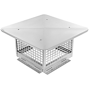 VEVOR Chimney Cap, 13" x 13" Flue Caps, 304 Stainless Steel Fireplace Chimney Cover, Adjustable Metal Spark Arrestor with Bolts Screws, Mesh Chimney Flue Cover for Outside Existing Clay Flue Tile