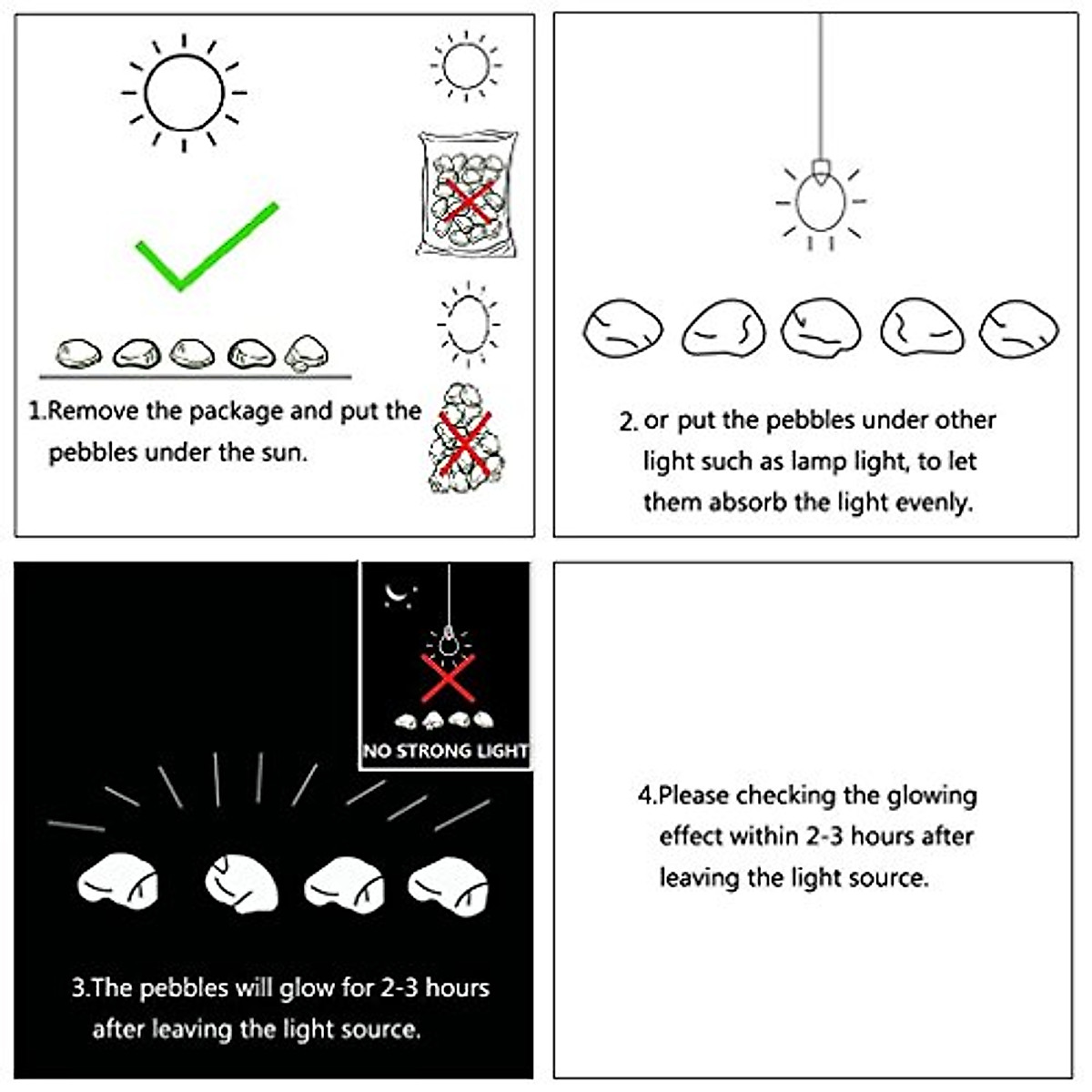 chic style 4.8Lbs 1000Pcs Glow in The Dark Stones Pebbles Blue