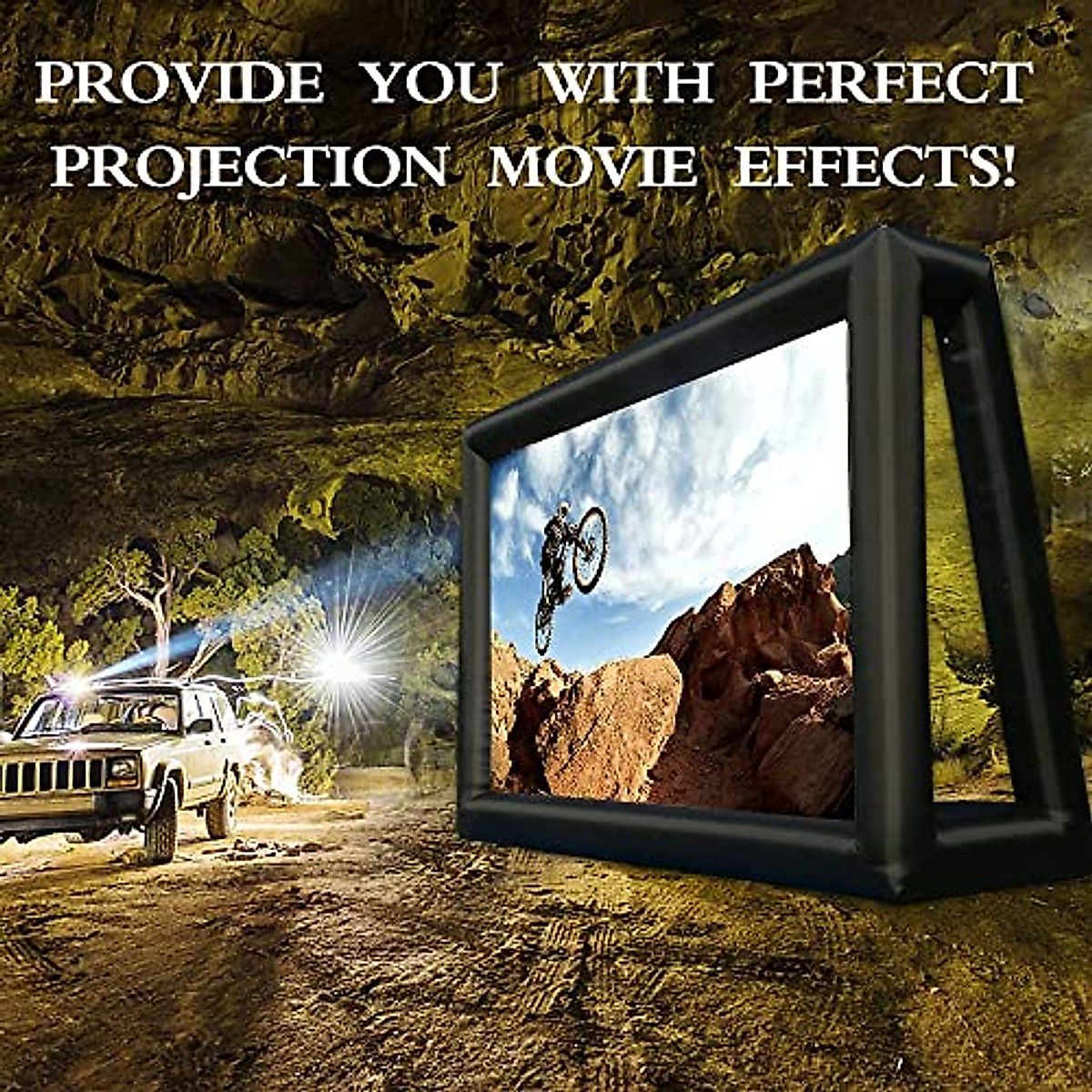 CZGBRO Inflatable Projector Screen - Outdoor Movie Screen Blow Up for Movie Parties Backyard Outside with Air Blower and Carry Bag, Front and Rear Projection (28FT with Blower)