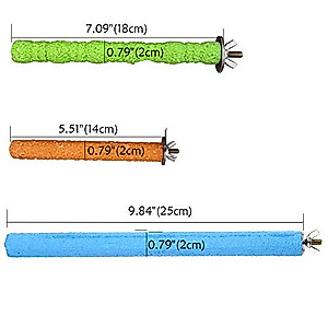 Yuecoofei Bird Platform,pet Toys,3pcs Parrot Perch Stand Toy, Bird Cage Perch Toy Random Vibrant Colors of Quartz Sand Covered Wood Platform Paw Grinding Stick for Parrot Bird