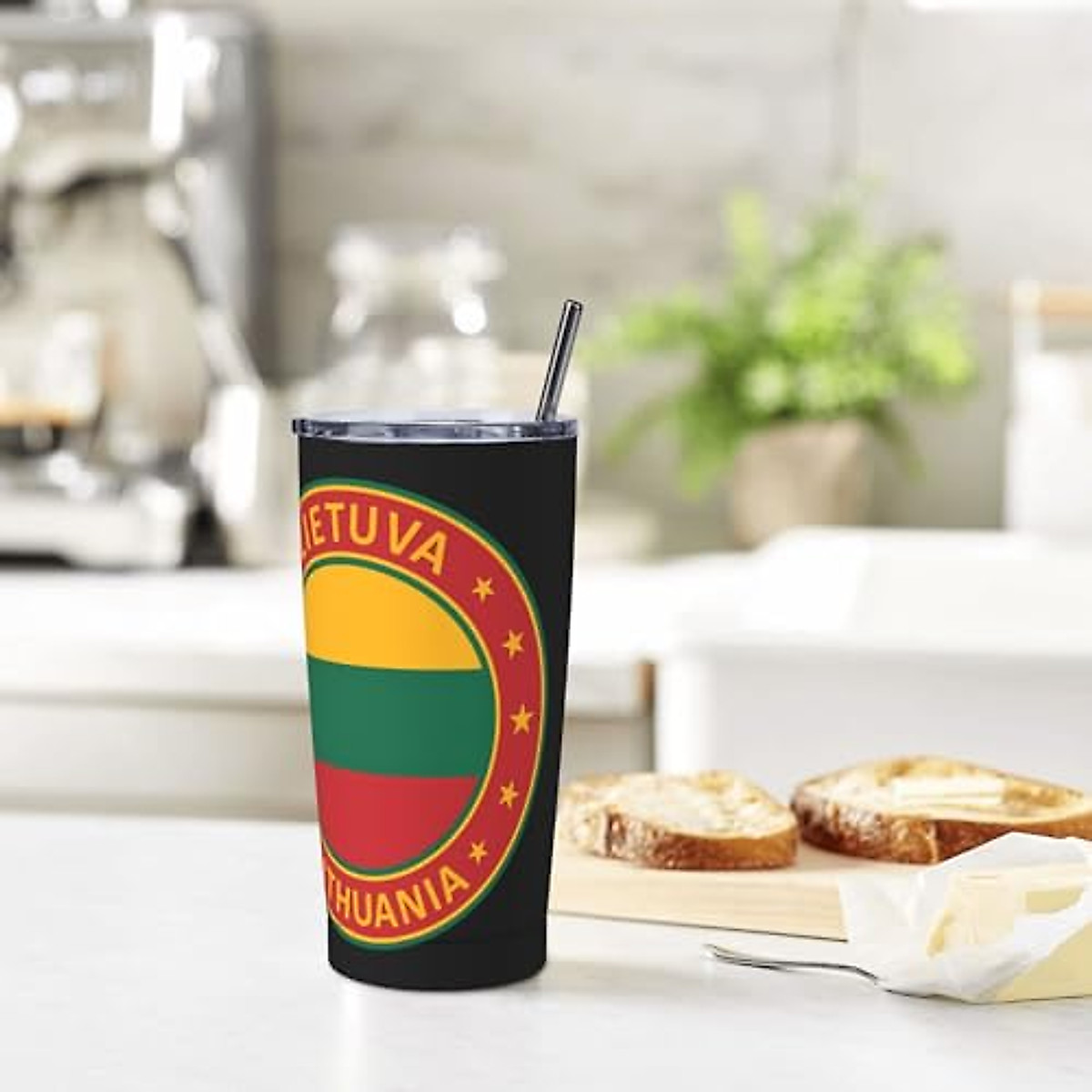 VKKOEWL Lithuania Lietuva Flag Stainless Steel Insulated Tumbler 20 Oz Travel Water Bottle Coffee Mug Drink Cup With Lid Straw
