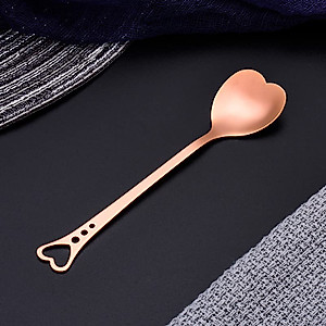10-Piece Heart-Shaped Stainless Steel Dessert Spoon Set for Home, Restaurant, Cafe, and Bar - Elegant Design, Multi-Functional Usage, and Durable Quality Rose Gold