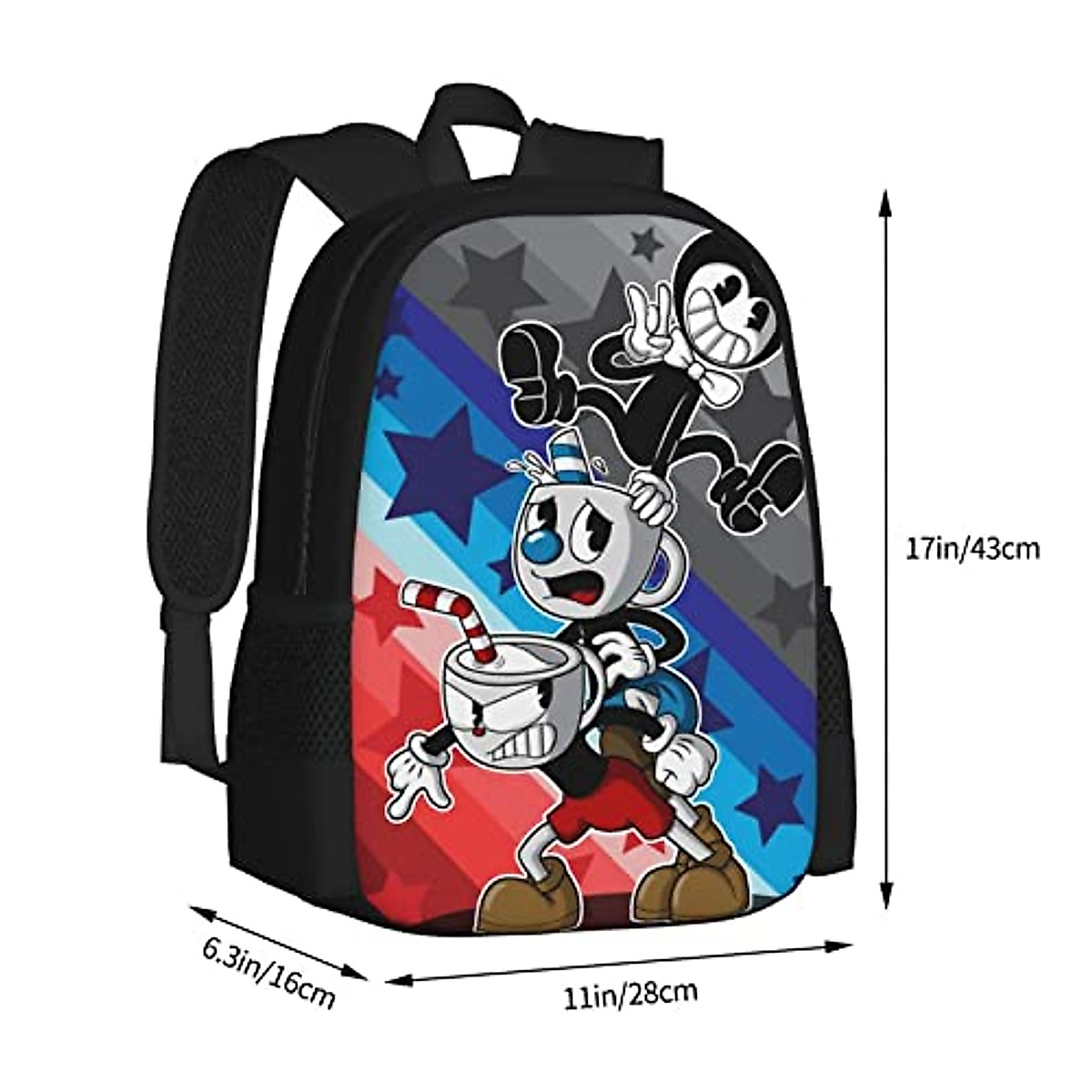 Cupx-Hear Teen/Adult School Bag Lightweight Backpack Waterproof Rucksack Students College Daypack Casual Anti Theft Slim Travel Camping for Men Women Large Space 3D