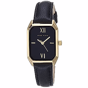 Anne Klein Women Japanese Quartz Dress Watch with Leather Strap, Black, 13 (Model: AK/3874BKBK)
