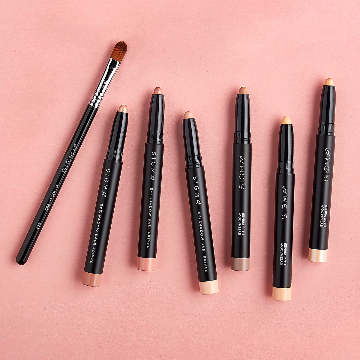 Sigma Beauty Eyeshadow Primer Base – Professional Grade Eye Primer Crayon w/Retractable Tip for Long-Lasting Makeup & All-Day Color Payoff, Prevents Creasing (Bubbly, Pinky Peach Champagne Shimmer)