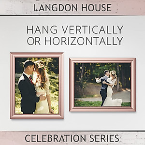 Langdon House 11x14 Rose Gold Picture Frame, Contemporary Glam Photo Frame 11 x 14, Wall Mount or Table Top, Celebration Collection