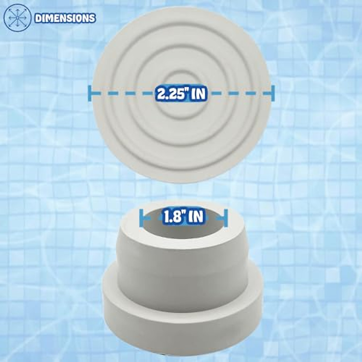 Poolzilla (2-Pack) Rubber Inground Pool Ladder Bumpers (White) (Outside Plug)