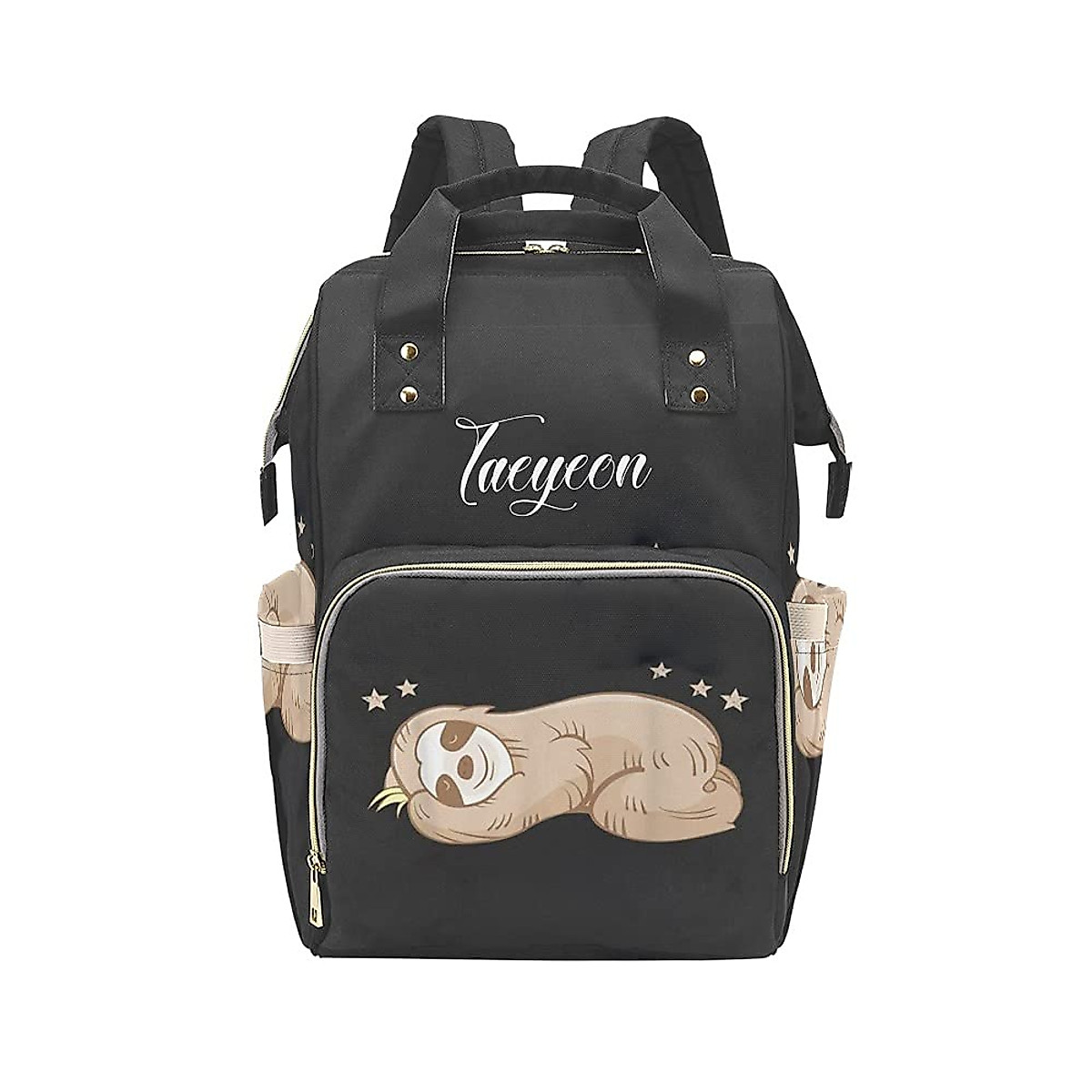 Anneunique Cartoon Sloth Diaper Bags Backpack with Name Personalized Baby Bag Nursing Nappy Bag Travel Tote Bag Gifts for Mom Girl,10.83 x 6.69 x 15 Inch