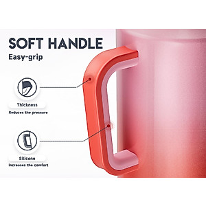 Meoky 50 oz Tumbler with Handle, Stainless Steel Vacuum Insulated Tumbler with Lid and Straw, Keeps Cold for 36 Hours, 100% Leak-proof, BPA-Free (Flamingo)