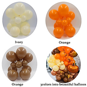 Fall Orange Balloons Garland Arch Kit -142pcs Orange Brown Balloons for Hello Fall Little Pumpkin Baby Shower Party Decorations Autumn Halloween Birthday Decorations