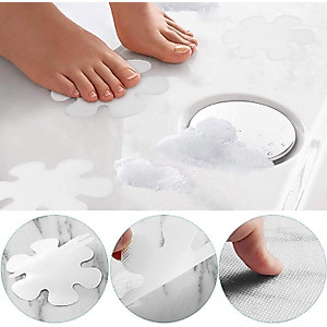 20 Pcs Bathtub Stickers,Non-Slip Flower Shape Safety Shower Treads Self Adhesive Shower Stickers with Scraper for Tubs Bath