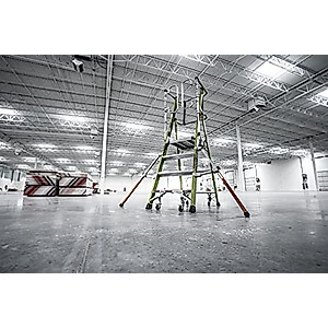 Little Giant Ladders Little Giant Ladder Systems Safety Cage 2.0, M4, 4ft Enclosed Platform, Ladder with Adjustable Outriggers, Fiberglass, Type 1AA, 375 lbs Weight Rating, (19704-146), Hi-viz Green